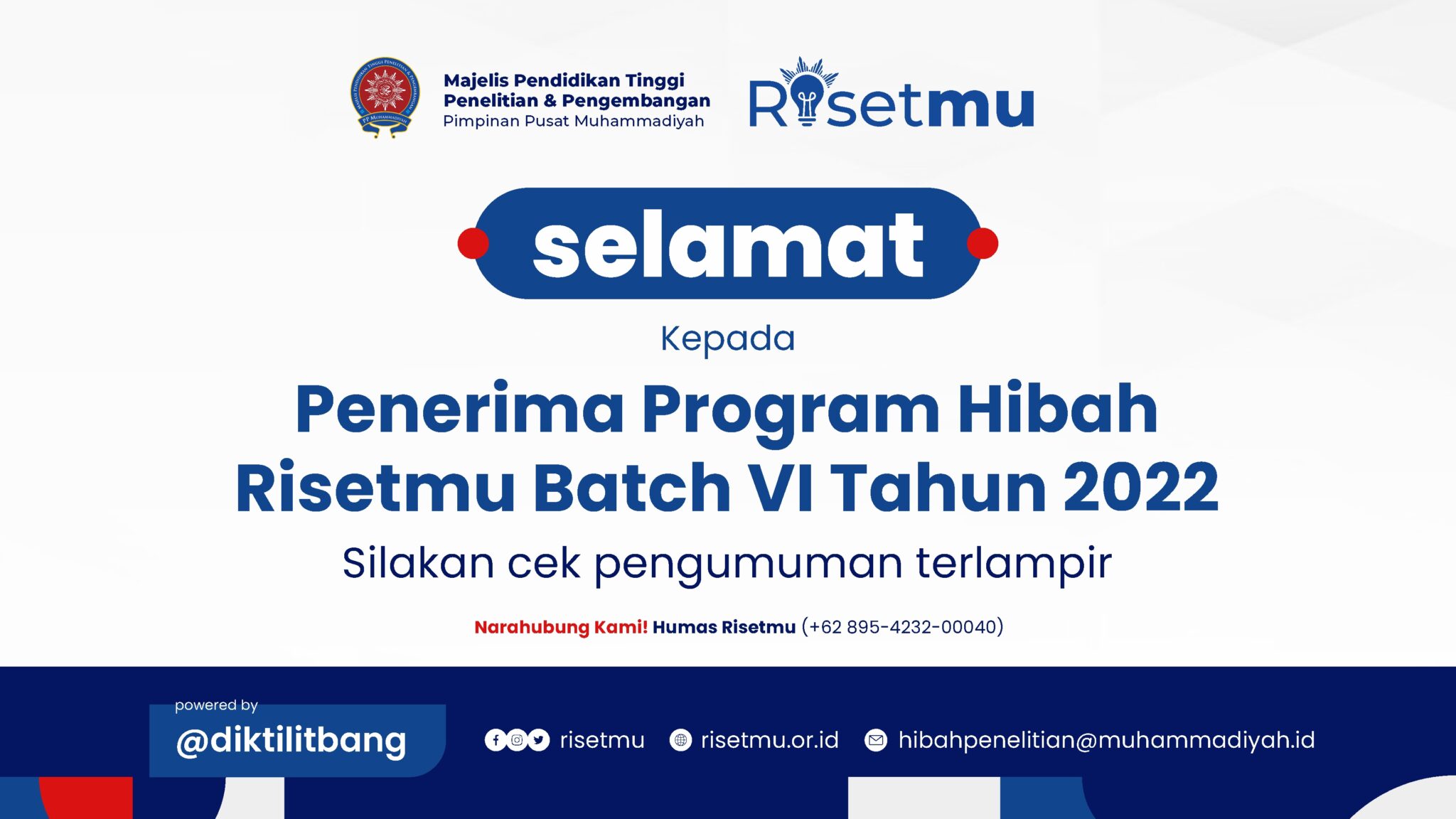 Pengumuman Proposal Hibah RisetMu VI Tahun 2022